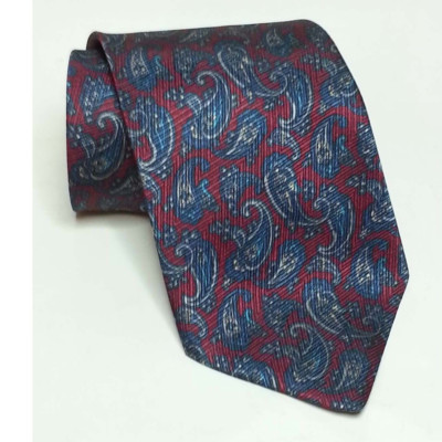 Camden Court Men Dress Tie Red Blue Paisley Print Made in USA 59 ...