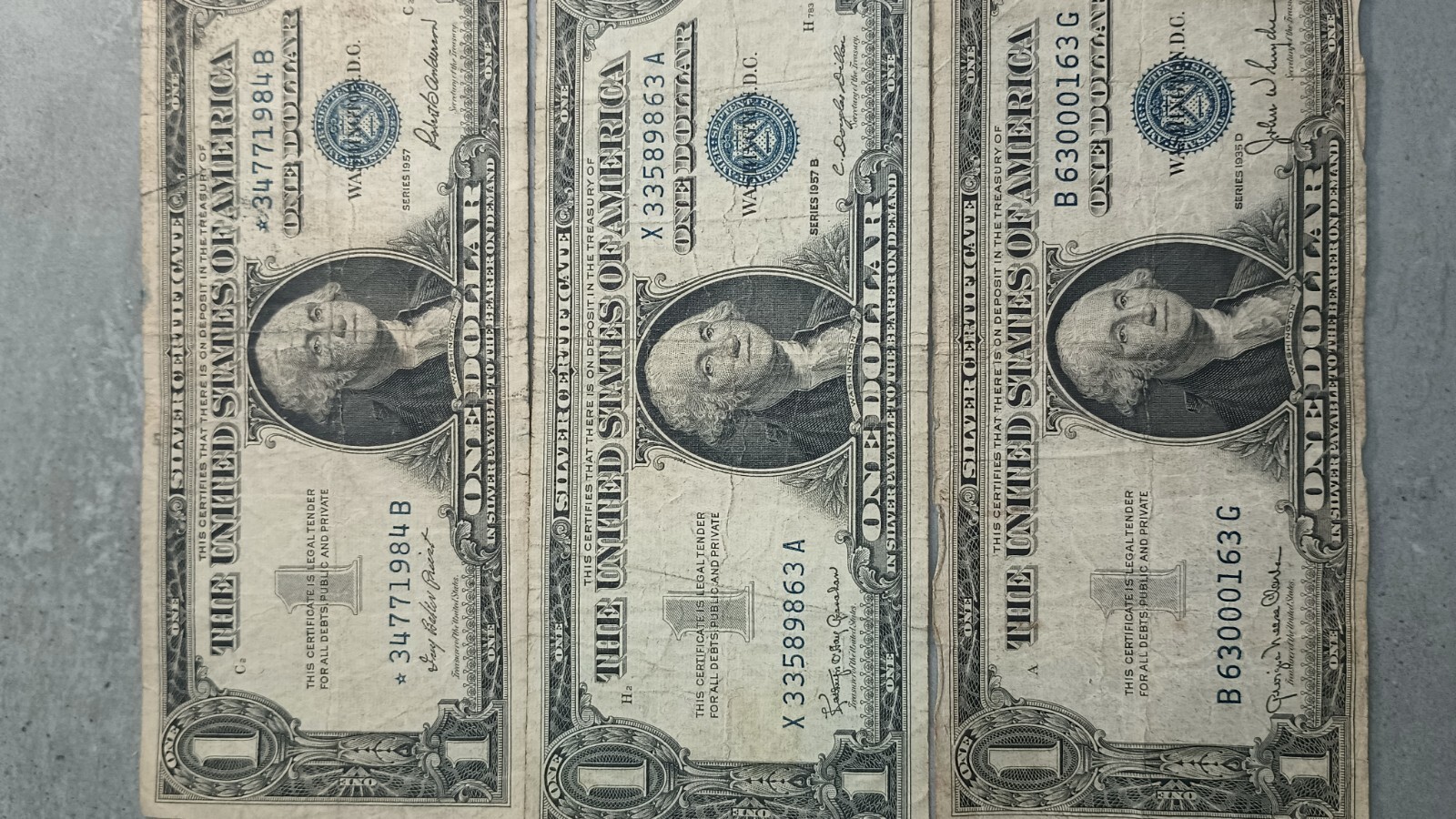 One 1957or 1937 Dollar Blue Seal Note Silver Certificate Old US Bill $1 ...