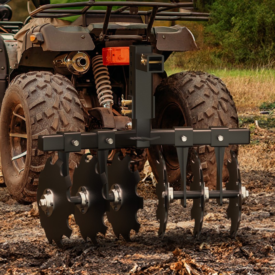 28" Cut Width ATV/UTV Disc Plow Harrow With 2" Receiver Hitch Heavy ...