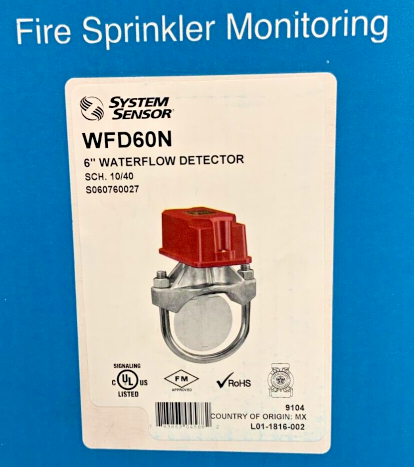 System Sensor WFD60N Fire Sprinkler 6" Waterflow Detector Schedule 10/ ...