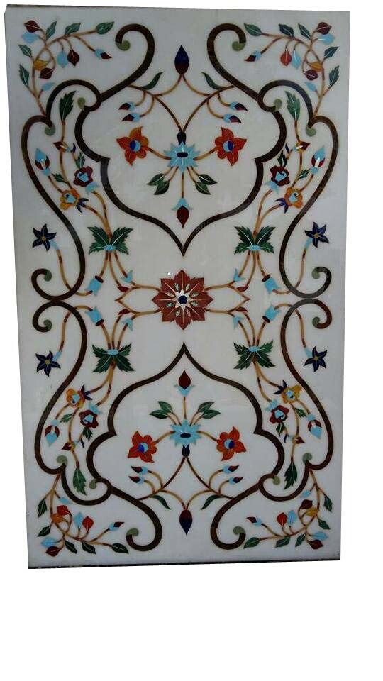 48" x 30" Marble Table Top Inlay Pietra dura Floral Inlay Home Decor ...