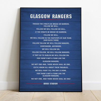Rangers Football Song Lyrics Print, Ibrox Stadium Wall Art Print | eBay UK