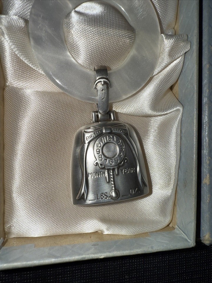 VINTAGE STERLING SILVER BABY BIRTH RECORD RATTLE & TEETHING RING | eBay