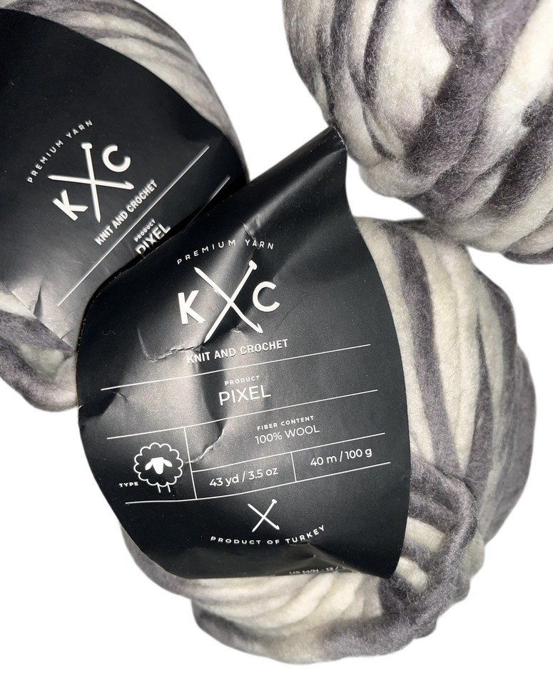 KC 100% Wool Premium PIXEL Super Bulky Knit And Crochet (5 skeins ...