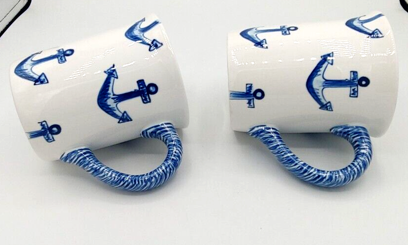Blue Anchor Coffee Tea Mugs Cups By The Sea Trish Richman for Starbucks ...