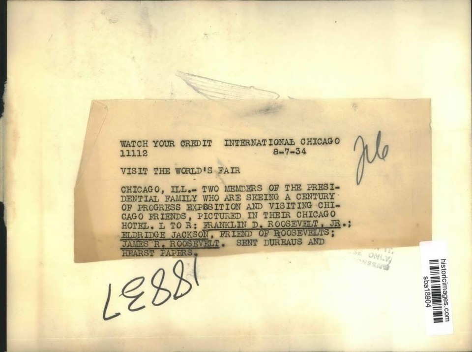 1935 Press Photo Franklin Roosevelt Jr, Eldridge Jackson & James R ...