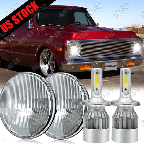 Pair For 1967-1972 Chevy C10 7 inch LED Headlights Round DOT Approved ...