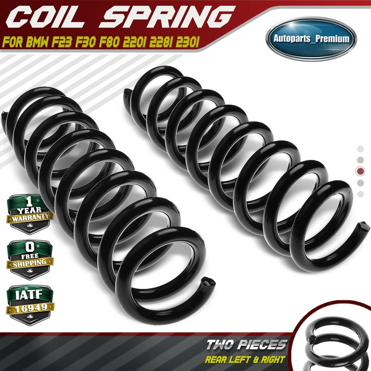 2Pcs Rear Coil Springs for BMW F23 F30 F80 220i 228i 230i w/o Sports ...