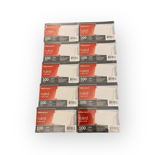 1000 PK Ruled Index Cards, 3" x 5", White, 1,000 Cards (10 Packs of 100 ...