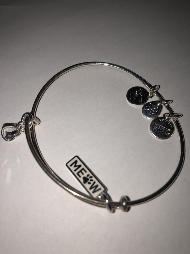 Authentic Alex and Ani Meow Duo Shiny Silver Expandable Charm Bangle | eBay