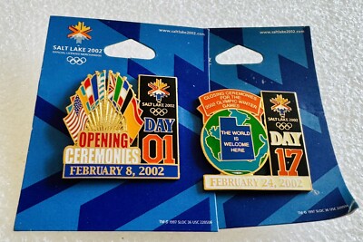 2002 SLC Salt Lake City Olympic Open & Closing Ceremony Pin Lot ~ Day 1 ...