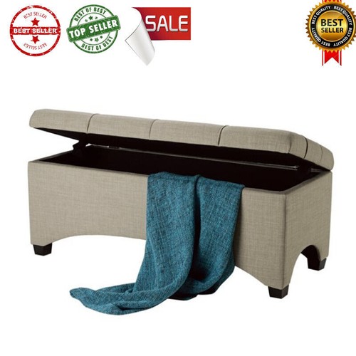 Ottoman Storage Bench Chest Beige Toy Chest Bedding End Bench or ...