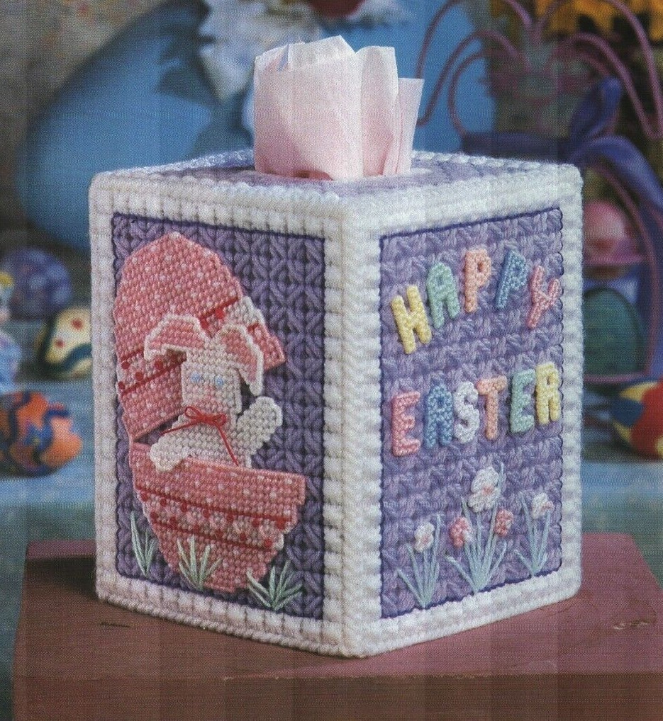 EASTER SURPRISES TISSUE BOX COVER PLASTIC CANVAS PATTERN INSTRUCTIONS ...