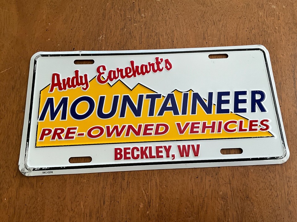 Andy Earehart Mountaineer License Plate Booster vintage West Virginia ...