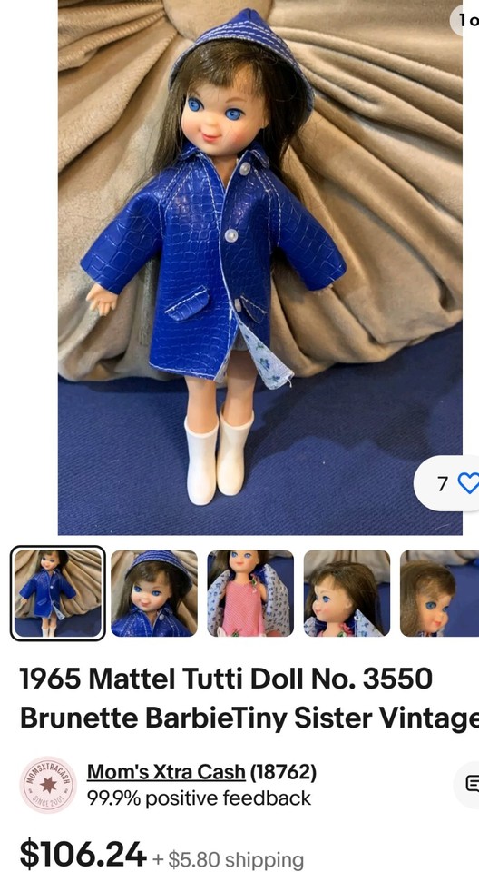 1965 Original Tutti Doll-Brunette, 4 Outfits Vintage See Pics, Read ...