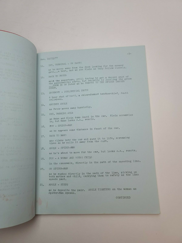 THE AMAZING SPIDER-MAN / 1977 TV Script, Spiderman "Escort to Danger ...