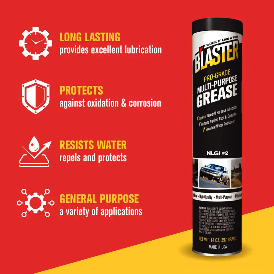 Blaster Multi-Purpose Grease Cartridge Pro-Grade 14 Oz. Lubricant Axle ...