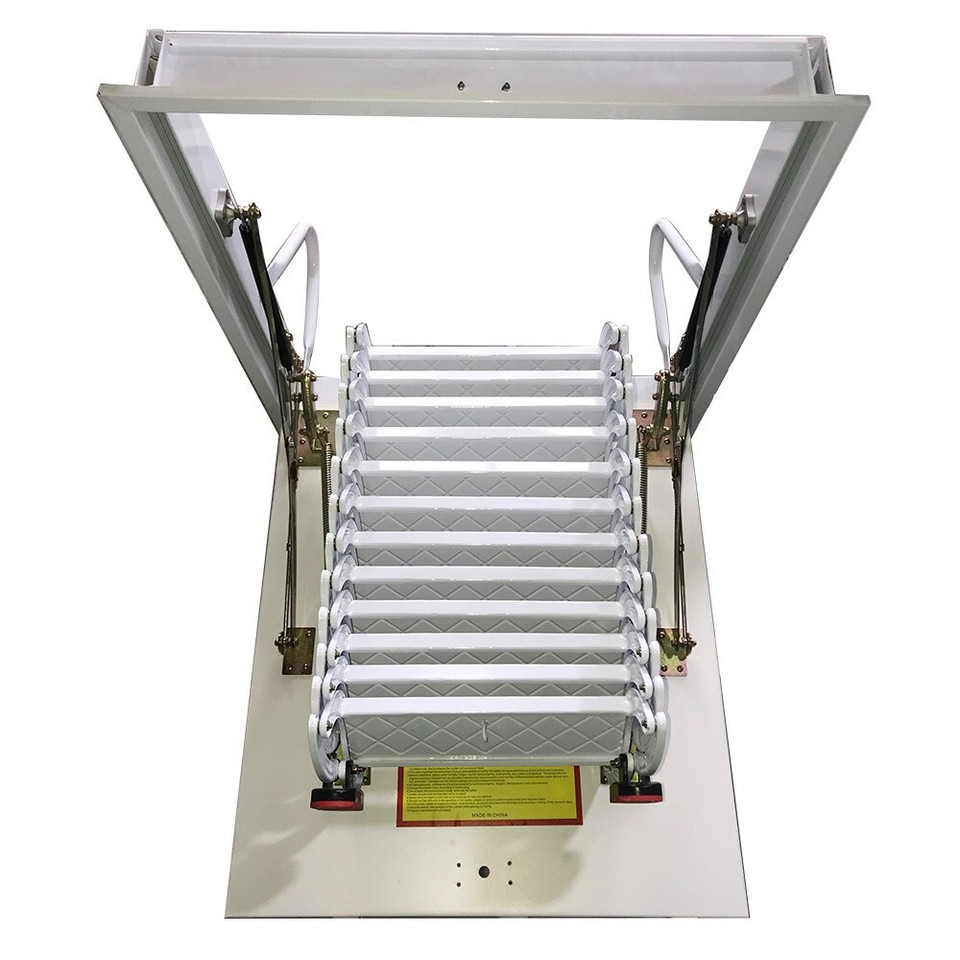 White Hidden Pull-down Foldable Stairs Retractable Stairs for Household ...