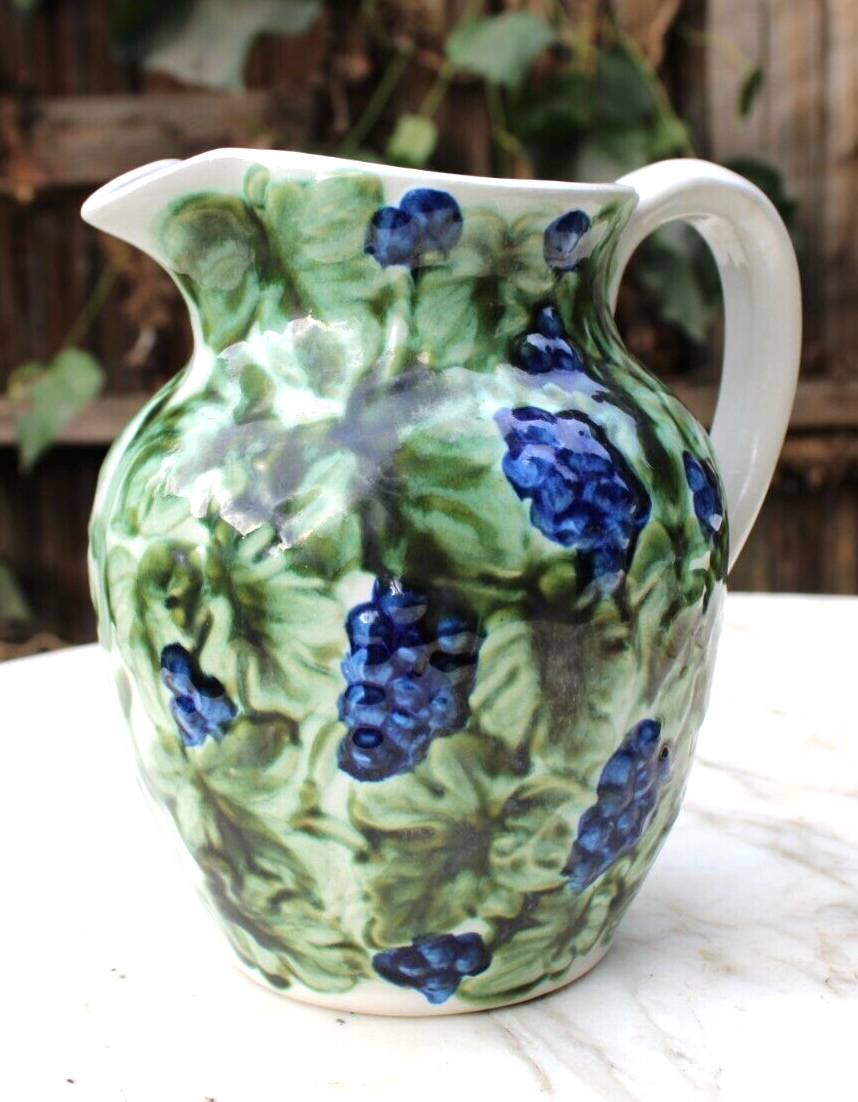Vintage Large John B. Taylor Ceramics Blue Grapes Leaves Majolica ...