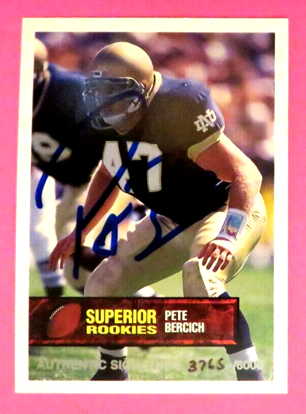 1994 Superior Rookies, Norte Dame, PETE BERCICH - autographed Serial ...