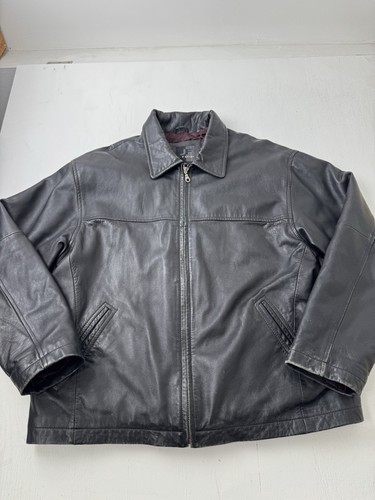 J. Ferrar Leather Jacket Men’s Size Large Black Cropped Quilt Lined | eBay