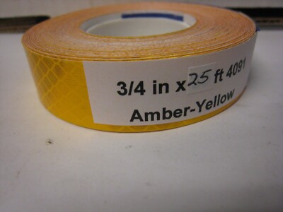 3M BRAND # 4091 AMBER YELLOW GOLD ROLL REFLECTIVE TAPE 3/4" x 25 ...
