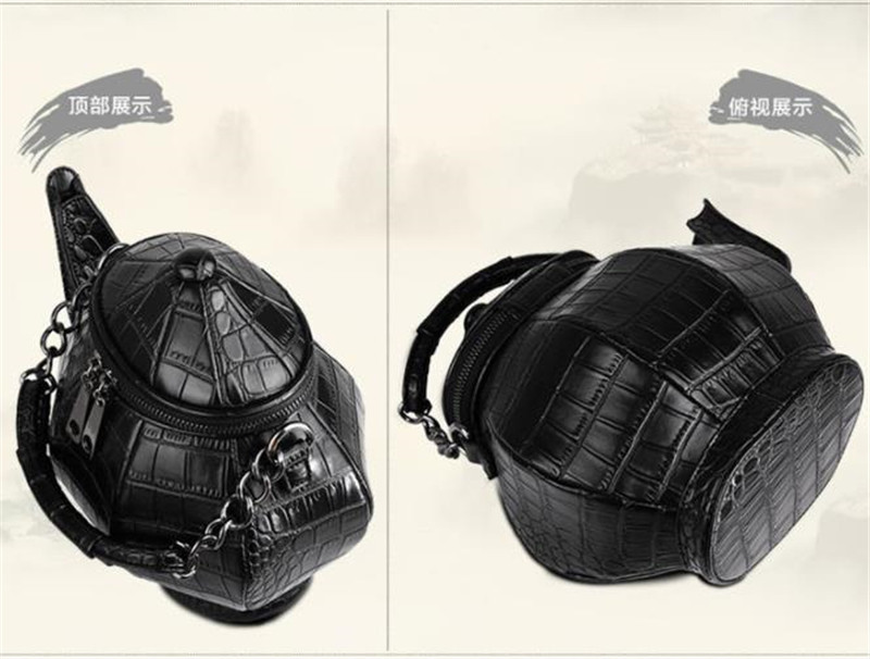 Womens Creative Kettle Bag Teapot Shape Handbag Black PU Casual Bag ...