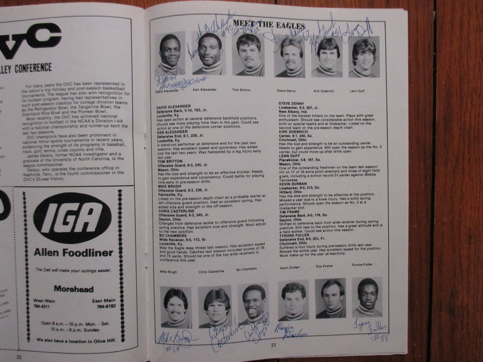 1981 Morehead State Football Program(81 Signed(w/STEVE LONEY/BRIAN ...