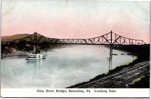 Sewickley PA Ohio River Bridge Along RR Railroad Tracks c.1910 Vintage ...
