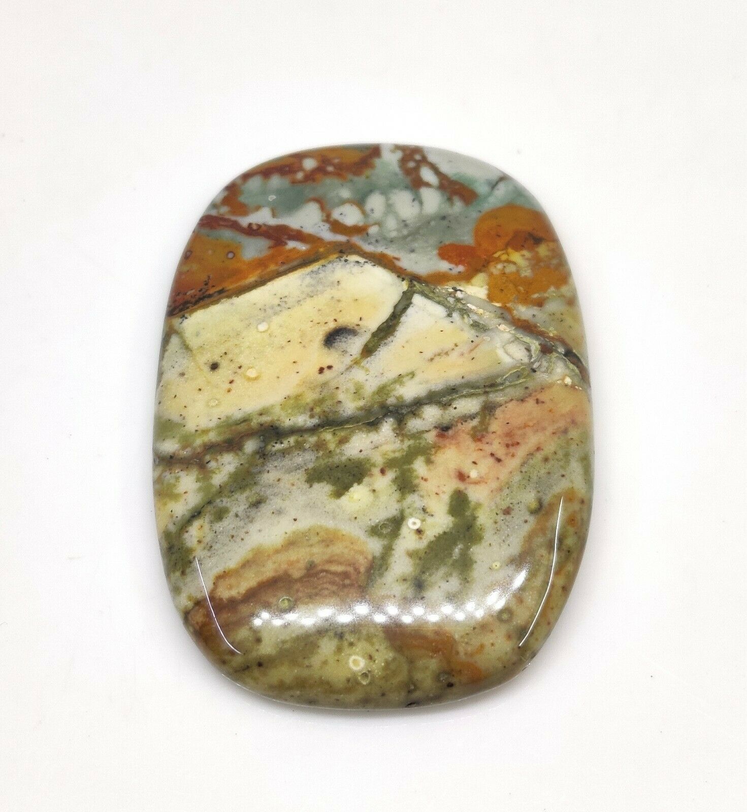 64 cts. Natural American Picture Jasper Cushion Cabochon Handmade Loose ...