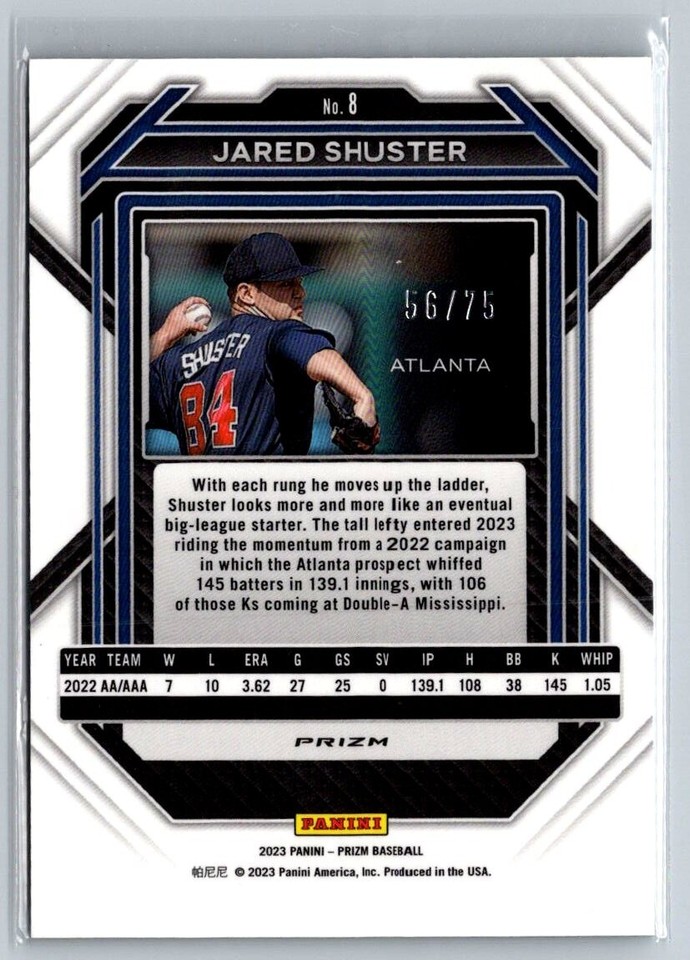 Jared Shuster SSP 2023 Prizm Baseball Green Scope Prizm SSP /75 Rookie ...