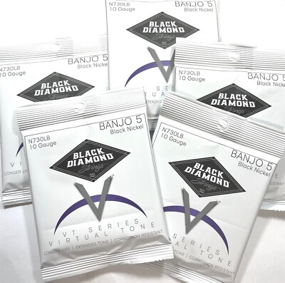Black Diamond Banjo Strings Black Coated 5 Sets 5String Light Loop End ...