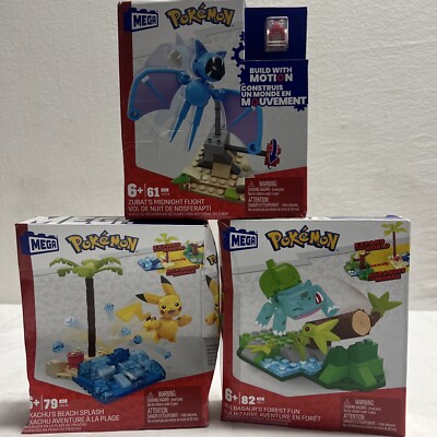 Mega Construx includes Pokémon PIKACHU + ZUBAT + BULBASAUR Building Sets_distres | eBay