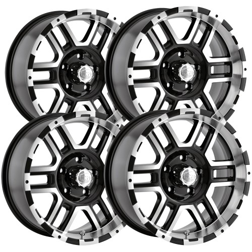 (Set of 4) Ion 179 17x9 6x5.5" +0mm Black/Machined Wheels Rims 17" Inch ...