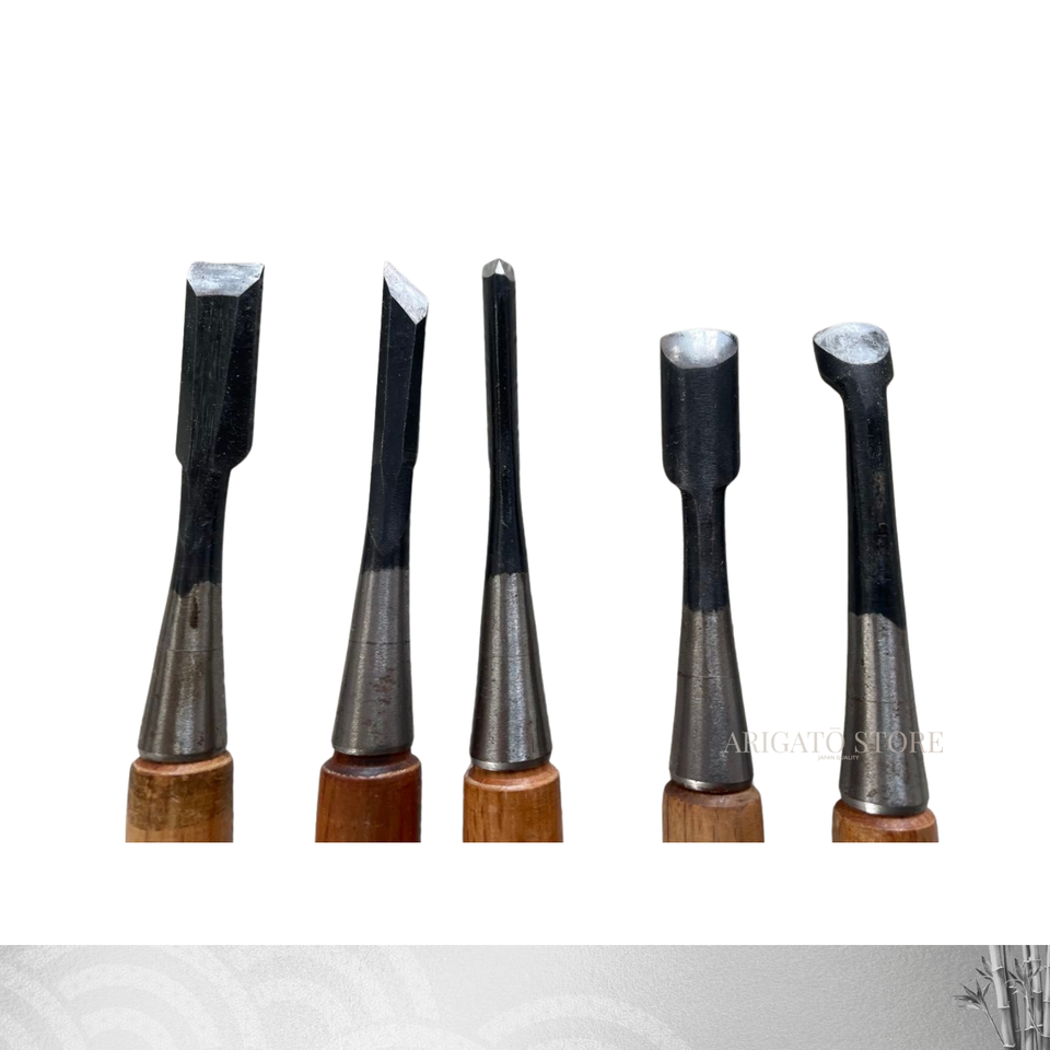 Kanetomo Japanese Chisel Set 5pcs – Oire Nomi Woodworking Tools – Made ...