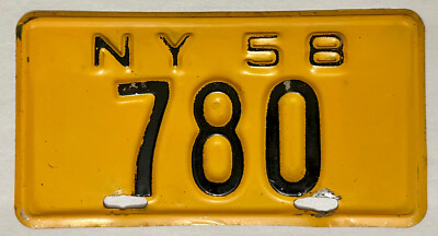 1958 NEW YORK Motorcycle License Plate - #780 | eBay