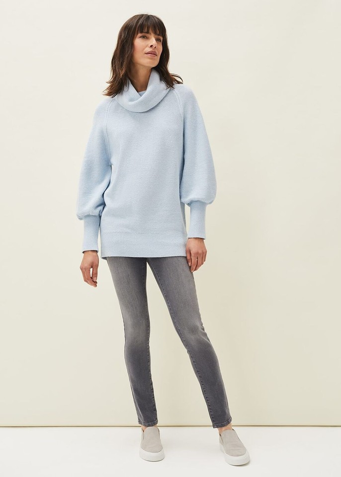 Brand New Phase Eight Dahlie Chunky Knit Cowl Neck Jumper in Pale Blue ...