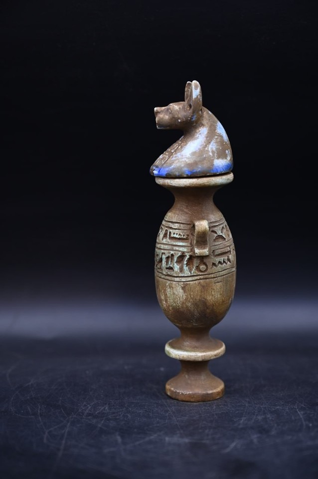 Egyptian Kohl Jar Urn Stone Handmade Antiquity Hieroglyph Ancient Decor ...