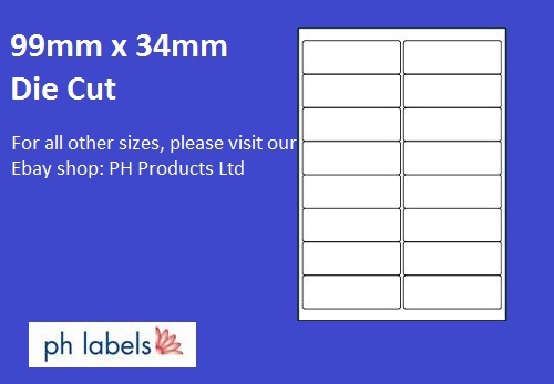 A4 White Multi-Purpose 16 to view 99mm x 34mm Self adhesive labels (500 ...