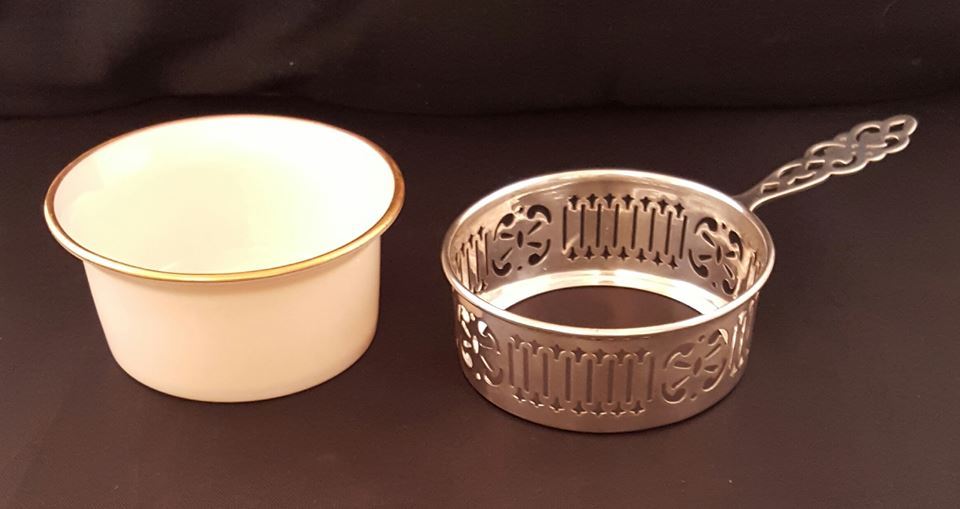 Antique Shreve and Co. Sterling Silver Ramekin Holder with Lenox ...