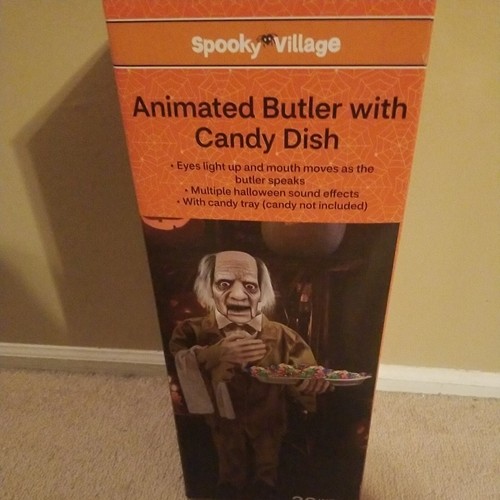 Spooky Village Animated Halloween Butler With Candy Dish Sound ...
