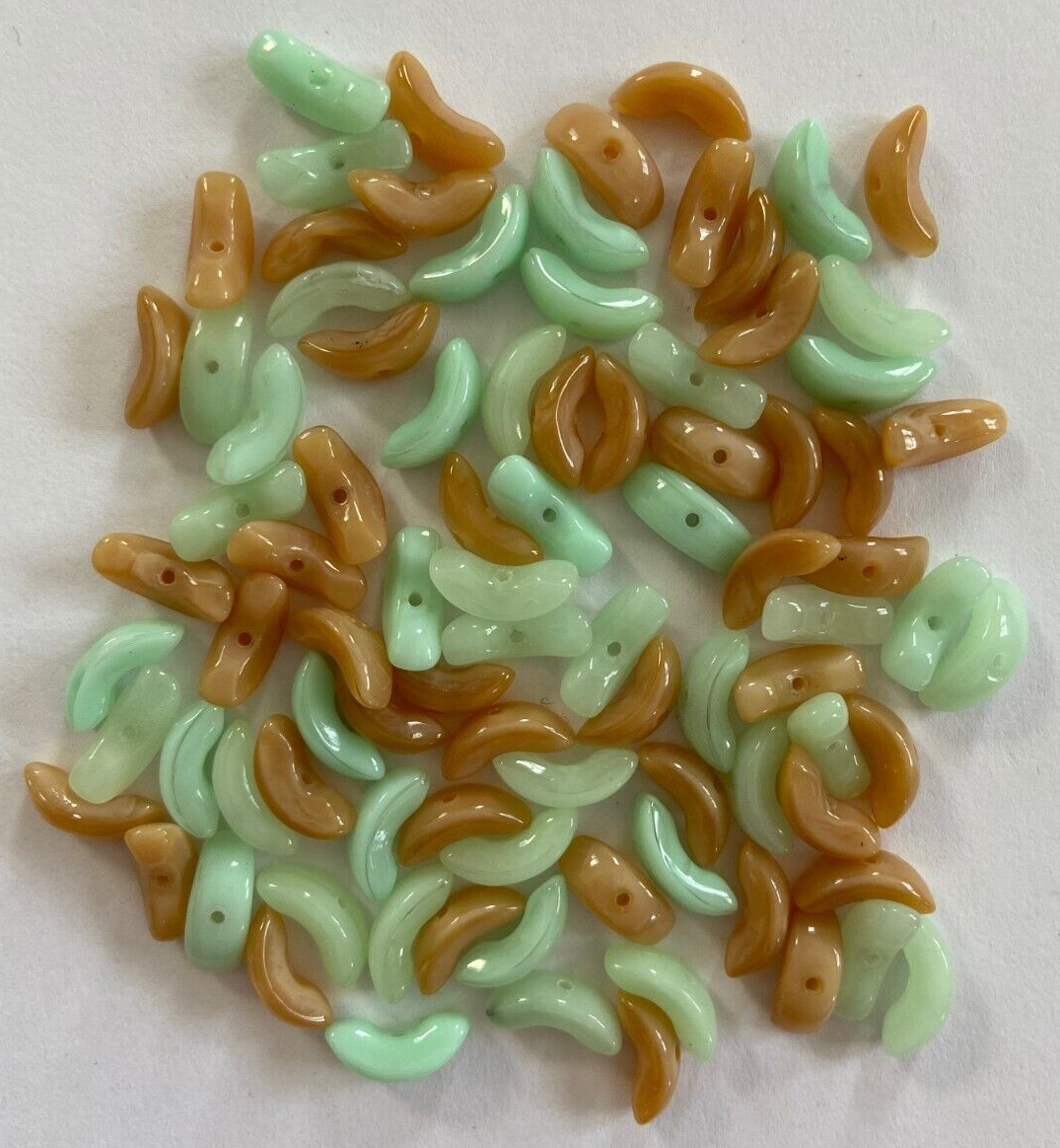 550 Czech Glass Angel Wing Beads Amazonite Tan Bulk Lot 3x10mm Crescent ...