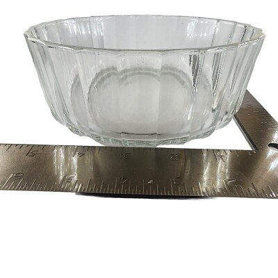 Clear Crystal Fruit Compote Bowl Italy 6" Marked Vintage Raised Lines ...