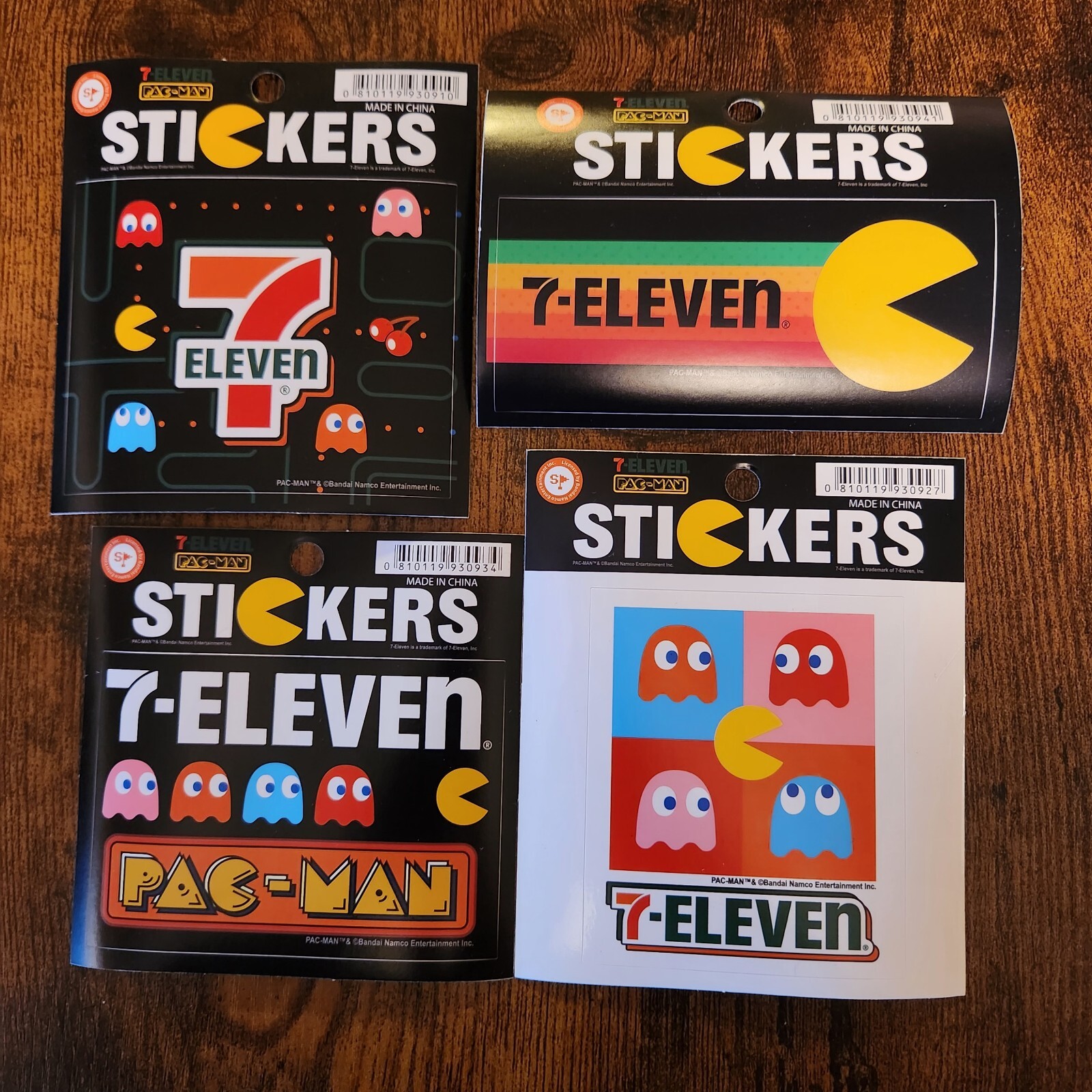 7-Eleven Pac-Man Bandai Namco Stickers 4pc Set Retro Vintage Arcade ...