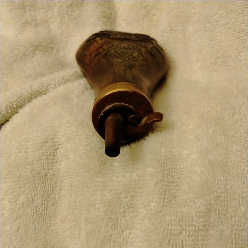 VTG RARE COPPER BRASS GUN POWDER BOTTLE FLASK,WAR,CANNON,MUSKETS | eBay