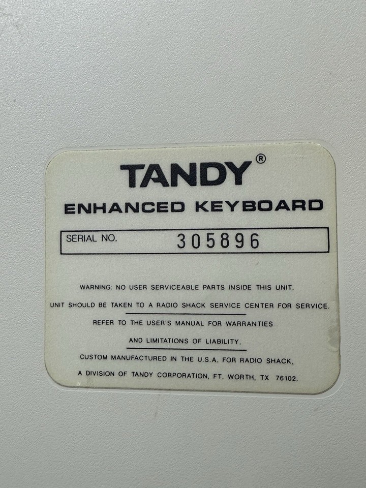 Vintage Tandy 1000 SL Computer w/ Enhanced Keyboard & Sunshine EPROM ...