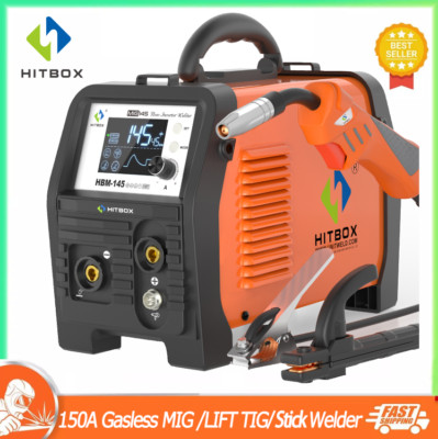 HITBOX 3IN1 Gasless MIG-Welder MMA Lift-TIG 150Amp welding machine Dual ...