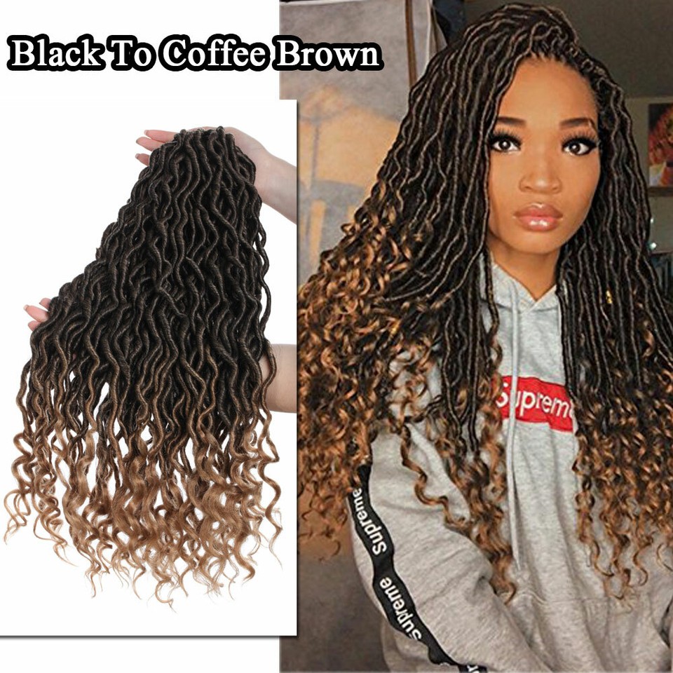 US 20" Long Thick Faux Locs Hair Extension Curly Lock Crochet Braids ...
