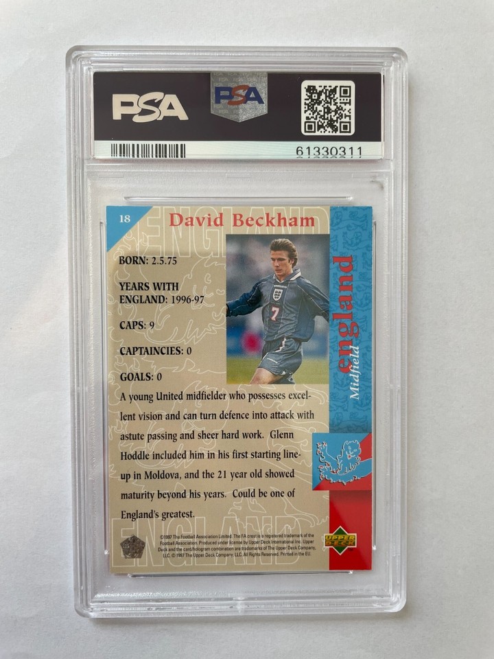 1997 Upper Deck England Set Base #18 David Beckham PSA 6 | eBay