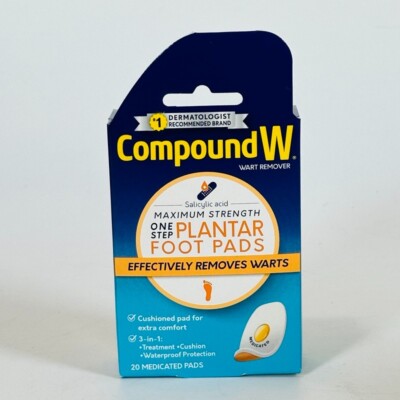 Compound W One Step PLANTAR FOOT PADS Max Strength Wart Remover 05/26 ...